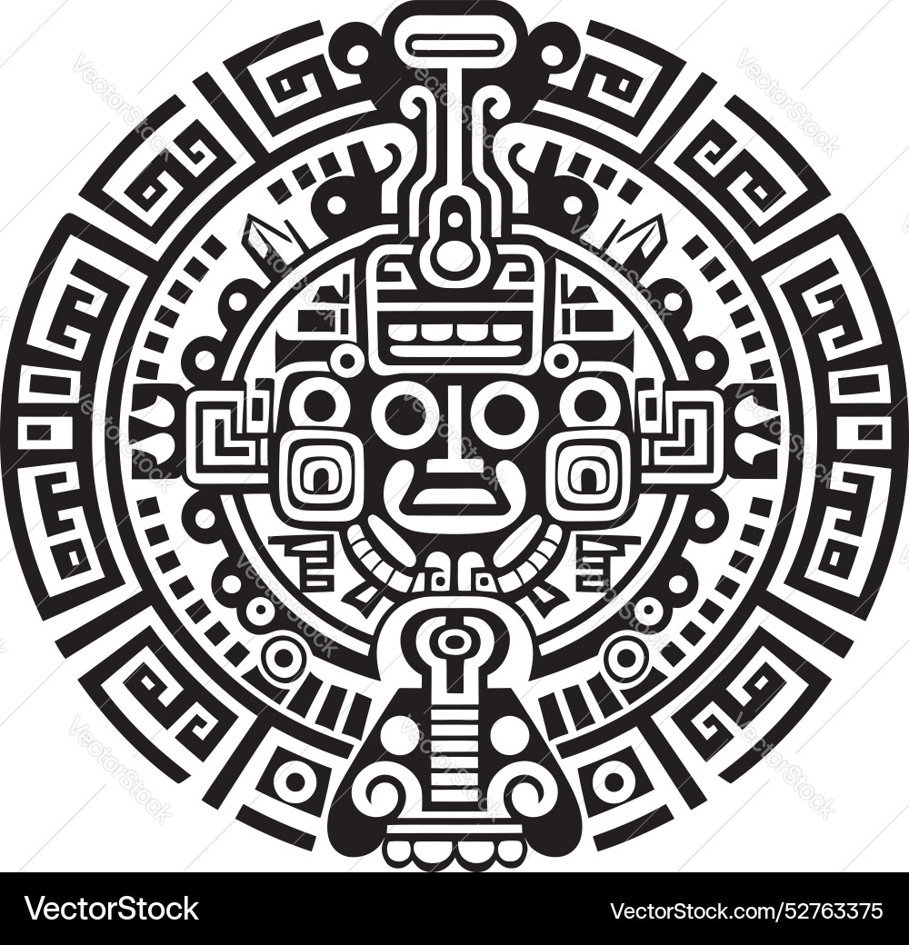 Ancient aztec art celebrated vintage drawing icon Vector Image