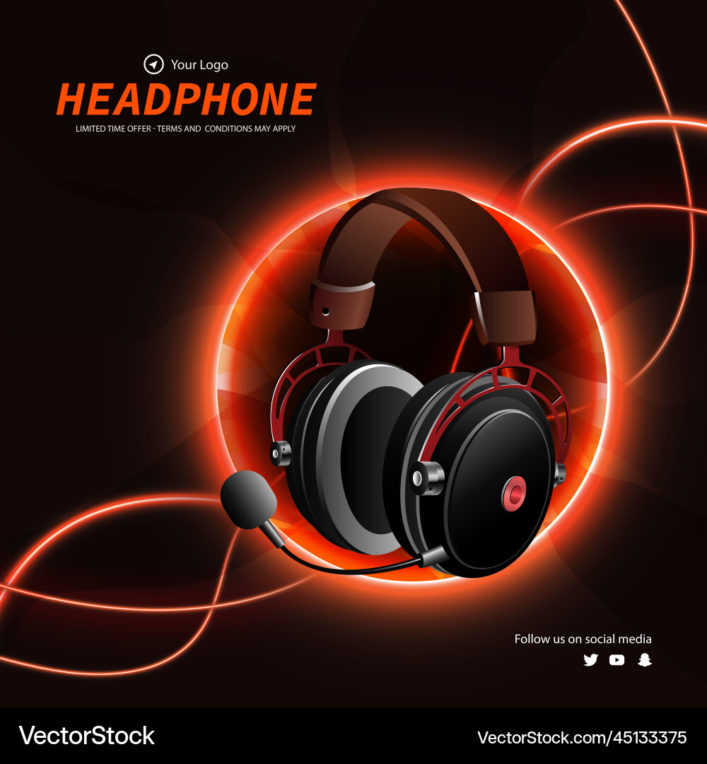 Banner design of headphone – Royalty-Free Vector | VectorStock
