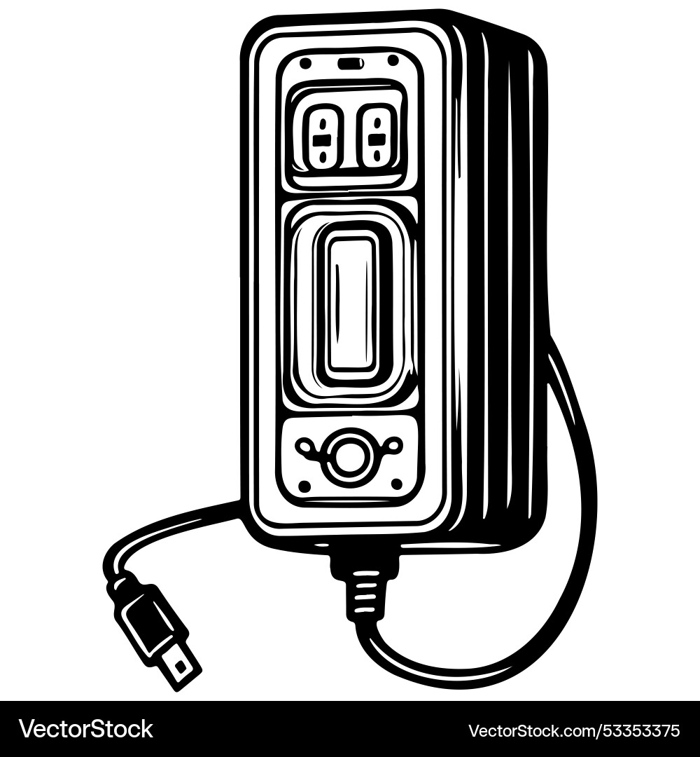 Cartoon battery charger drawing line head Vector Image