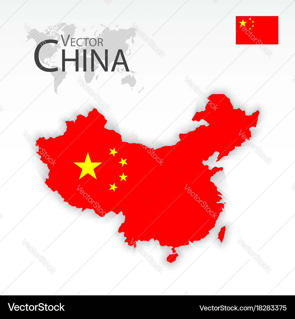 China map and flag Royalty Free Vector Image - VectorStock