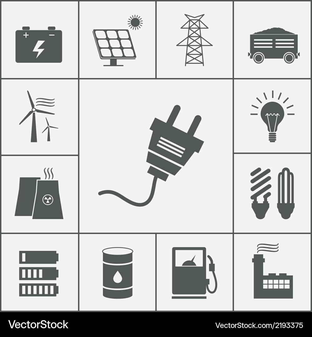 Electricity and power icons Royalty Free Vector Image