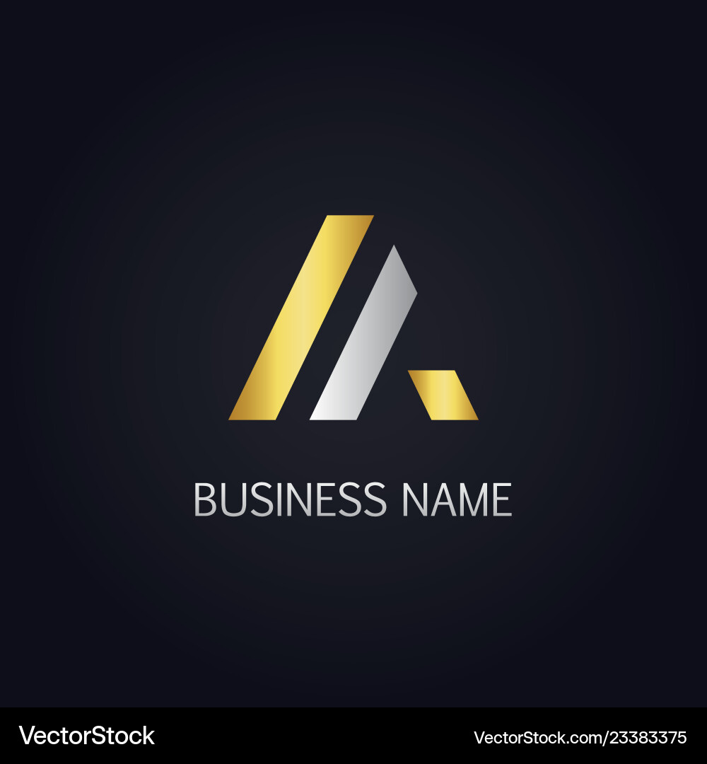 Gold triangle line stripe logo Royalty Free Vector Image