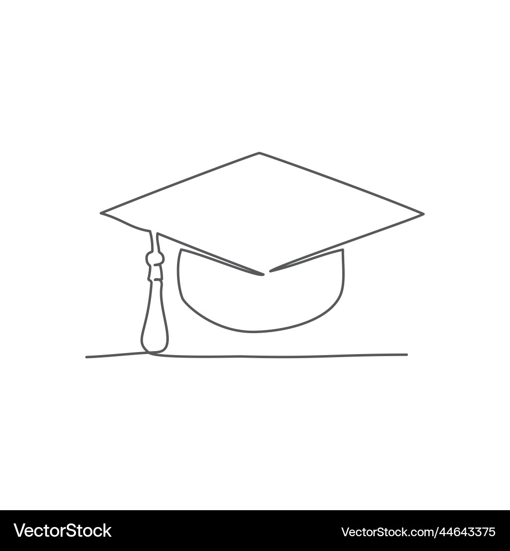 Graduation cap one line drawing on white Vector Image