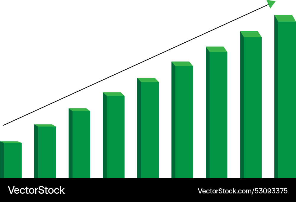 Growing column chart with green blocks Royalty Free Vector