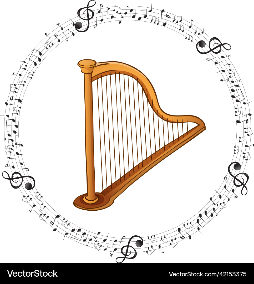 Harp instrument on white background Royalty Free Vector