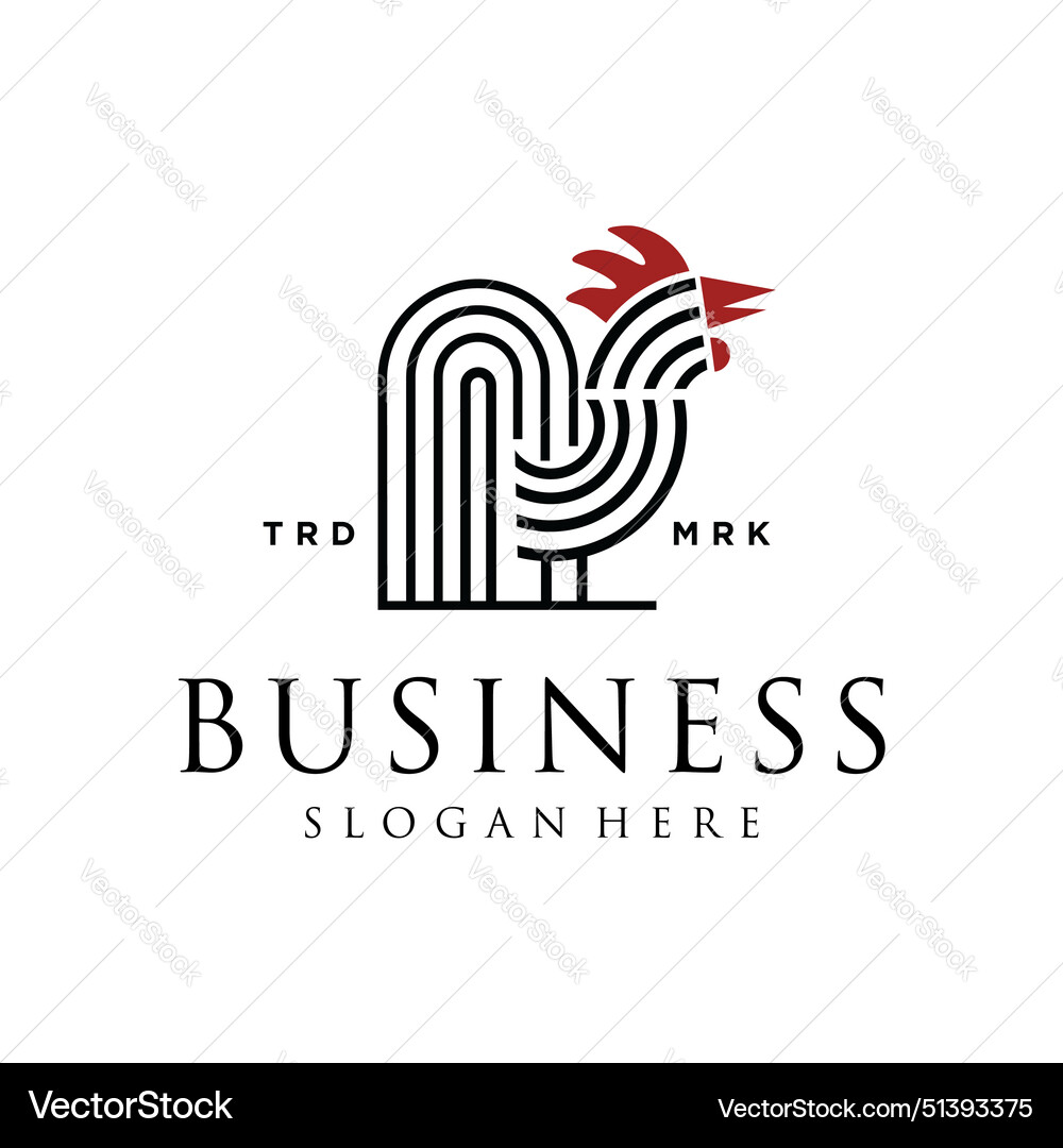 Minimalist chicken logo monoline vintage retro Vector Image