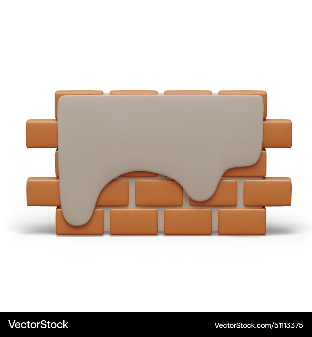 Realistic brick wall with smeared plaster color Vector Image