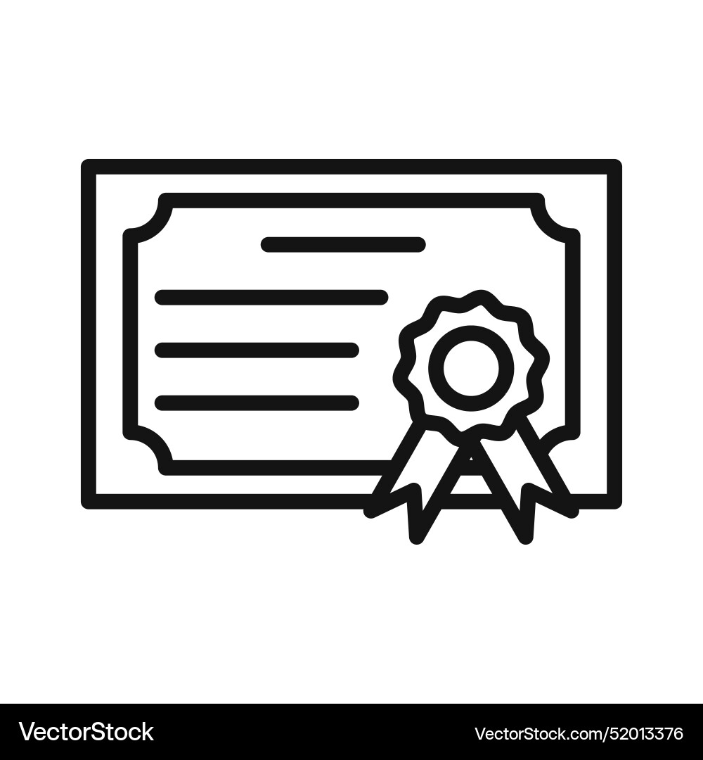 Certificate icon black line art Royalty Free Vector Image