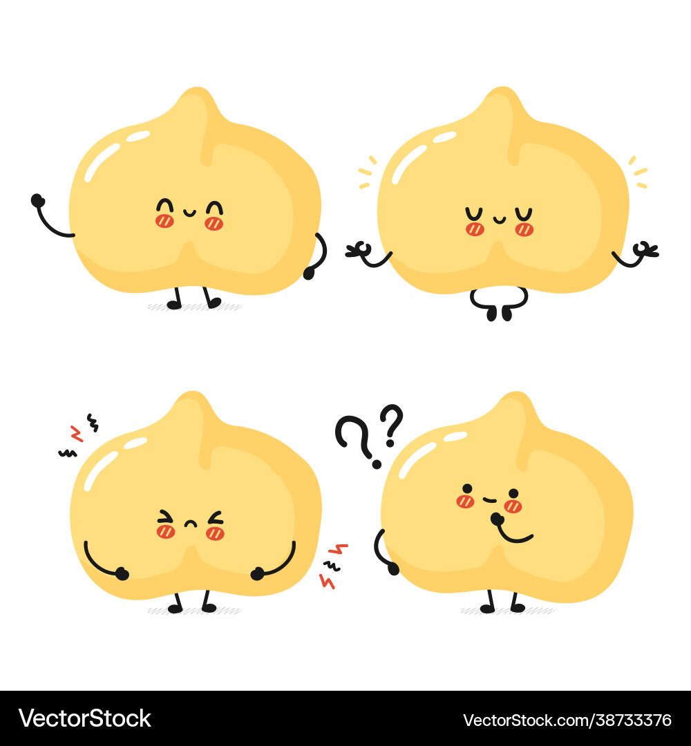 Cute funny chickpea bean character set collection Vector Image