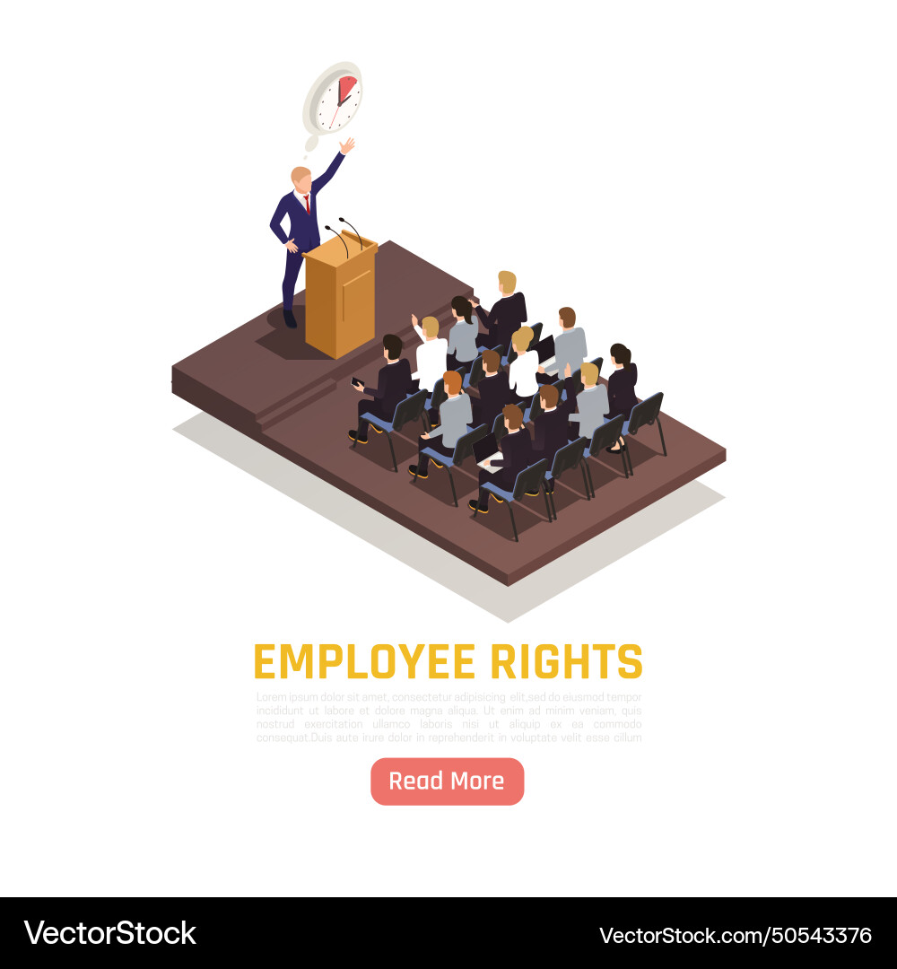 Employees rights isometric composition Royalty Free Vector