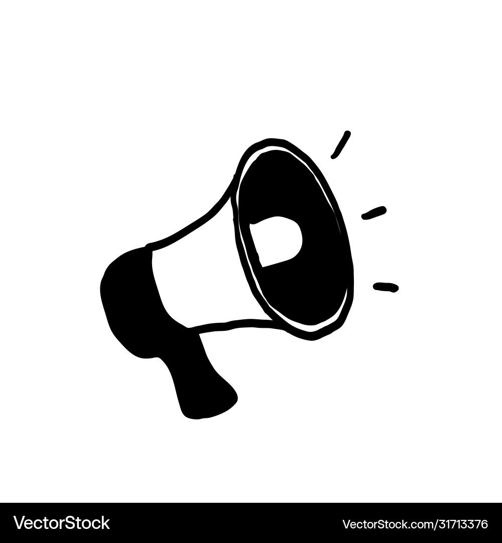 Hand drawn doodle megaphone cartoon Royalty Free Vector