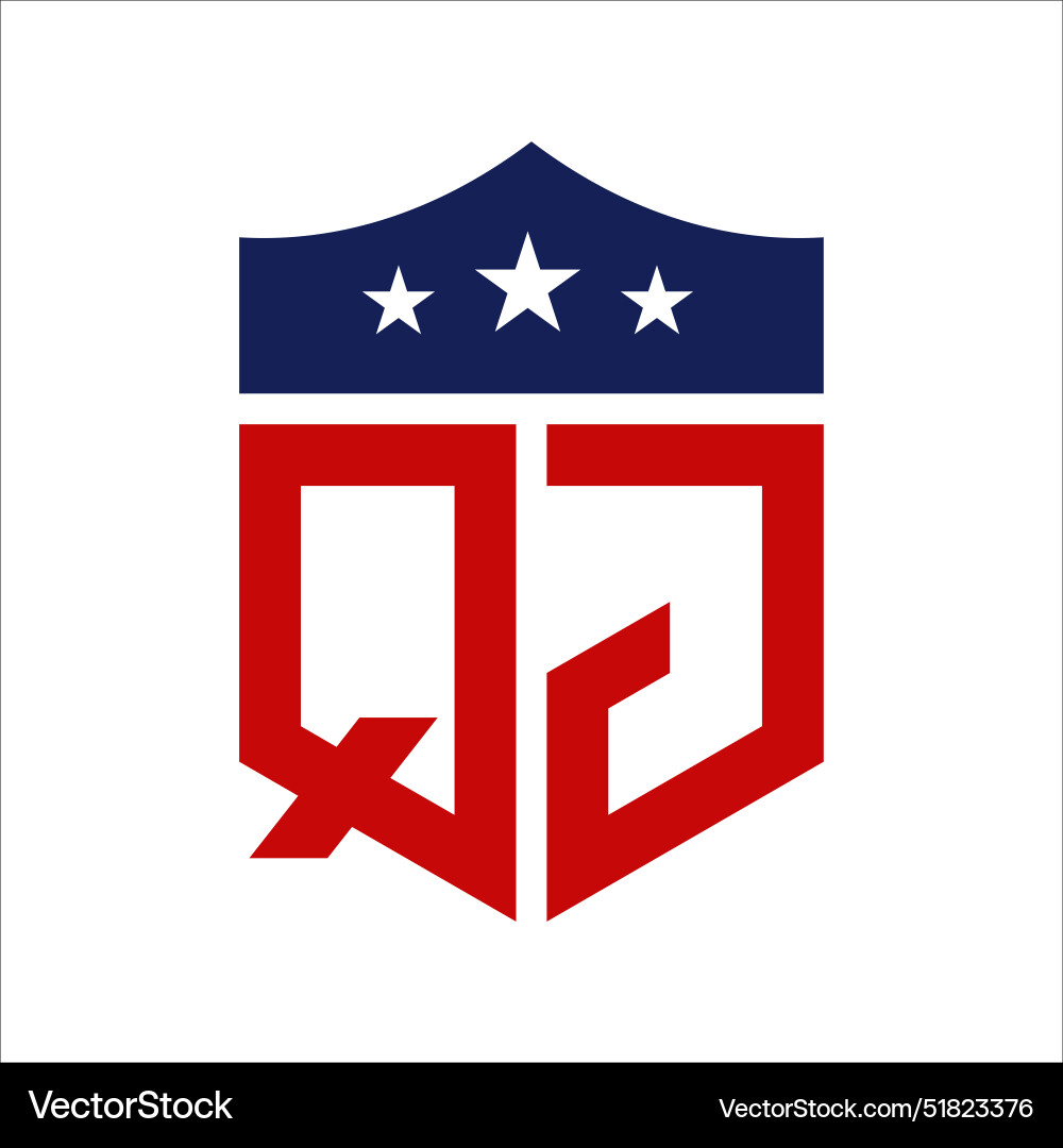Patriotic qj logo design letter Royalty Free Vector Image
