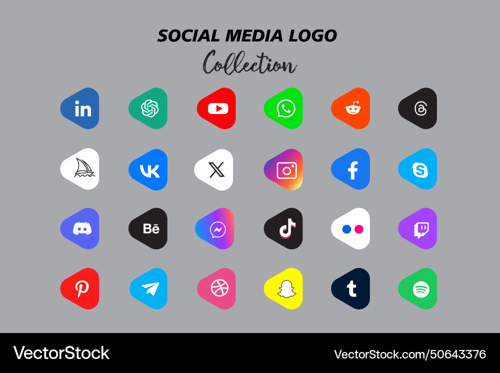 Popular social icon collection Royalty Free Vector Image