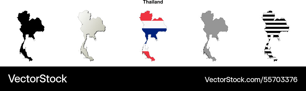 Thailand outline map Royalty Free Vector Image