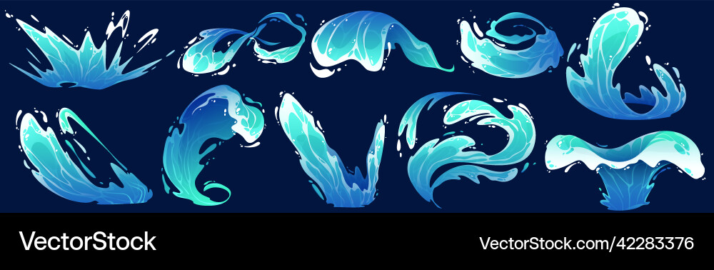 Water splash vfx game cartoon video effects set Vector Image