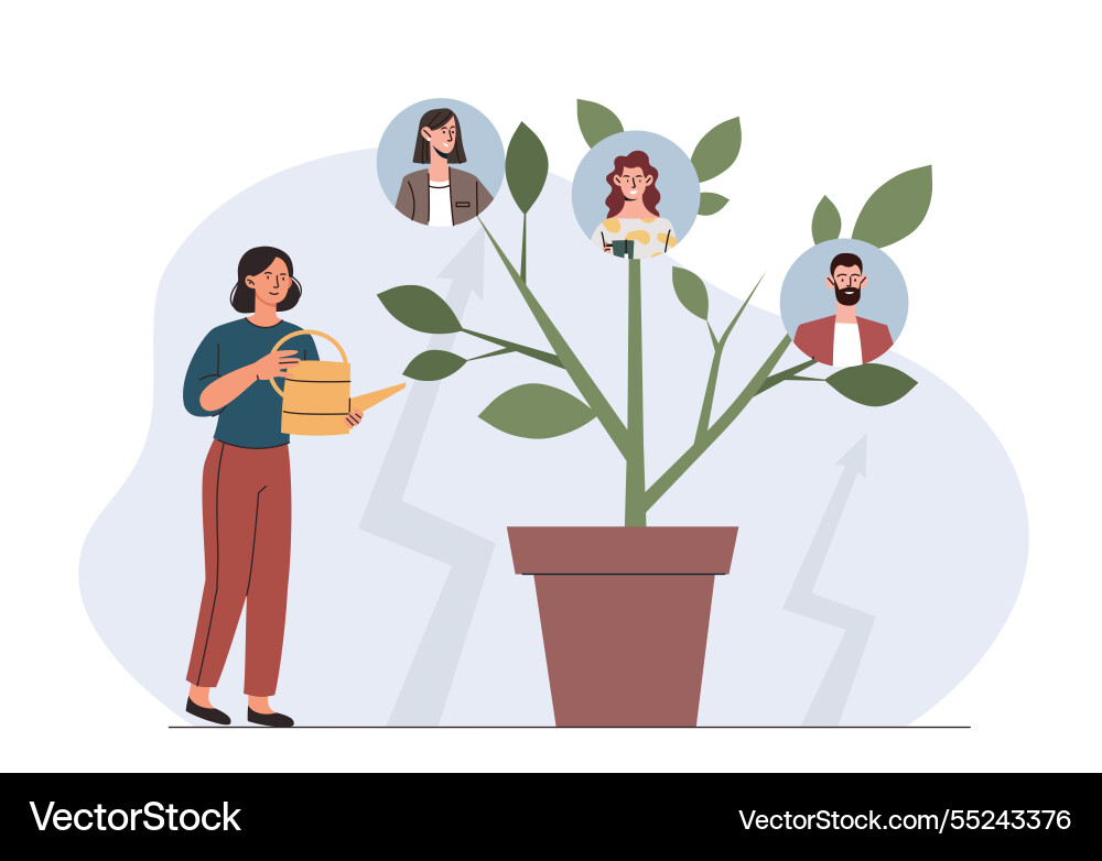 Woman nurturing growth concept Royalty Free Vector Image