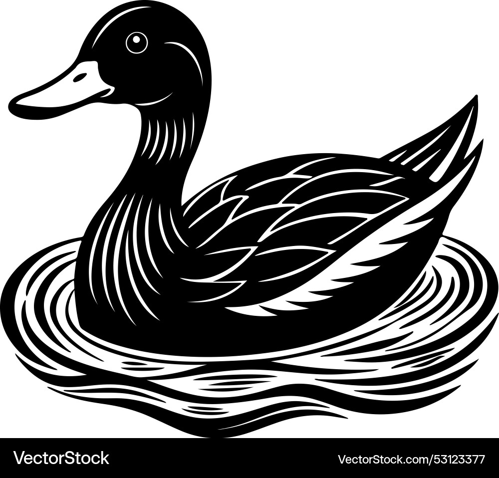 Black and white of a duck Royalty Free Vector Image