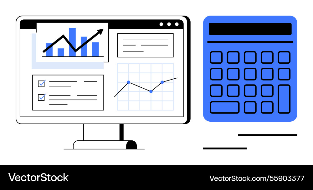Data analytics dashboard and calculator Royalty Free Vector