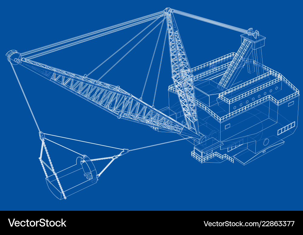 Dragline walking excavator Royalty Free Vector Image