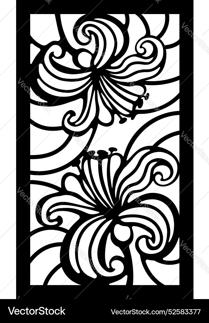 Lily flowers laser cut template Royalty Free Vector Image