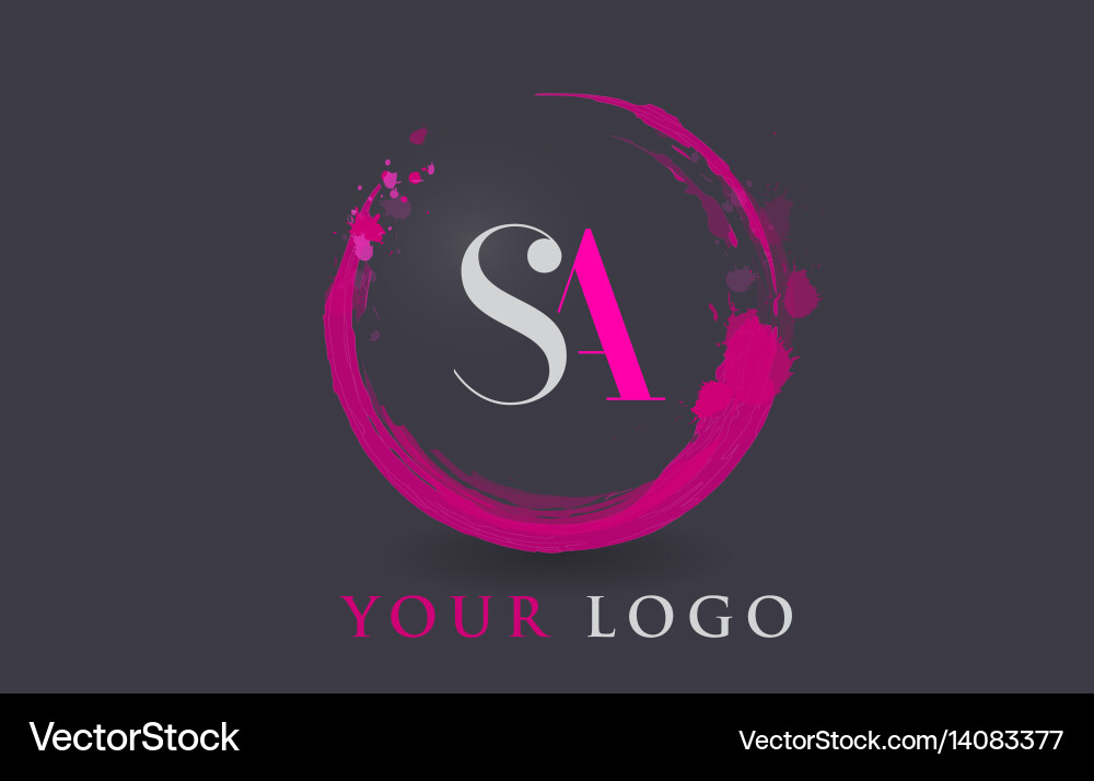 Sa letter logo circular purple splash brush Vector Image