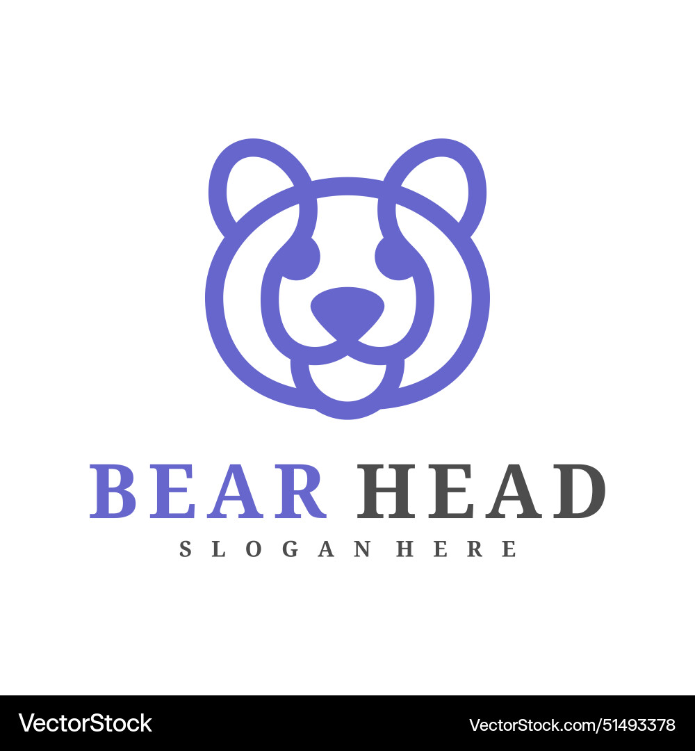 Bear logo template creative head Royalty Free Vector Image