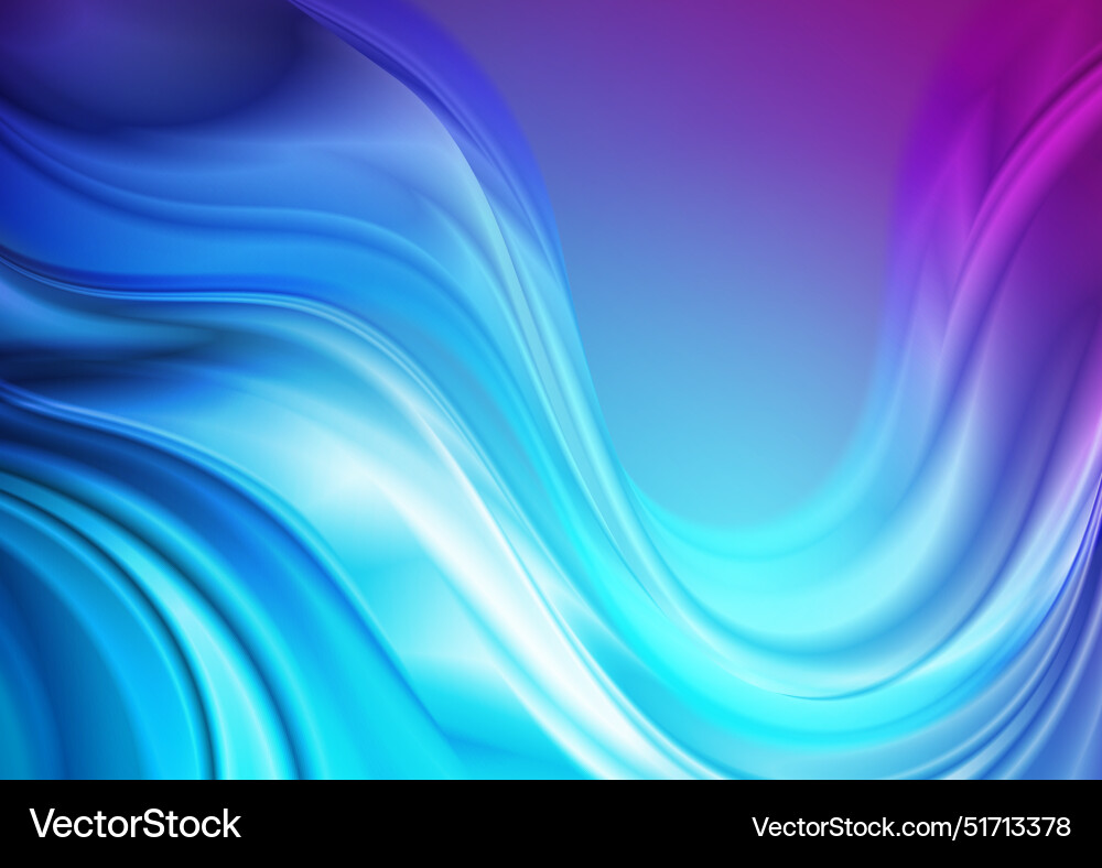 Blue and violet glossy blurred curved waves Vector Image