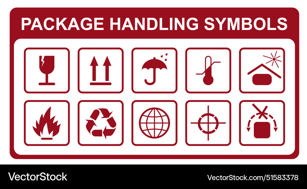 Common packaging warning symbol set red white Vector Image