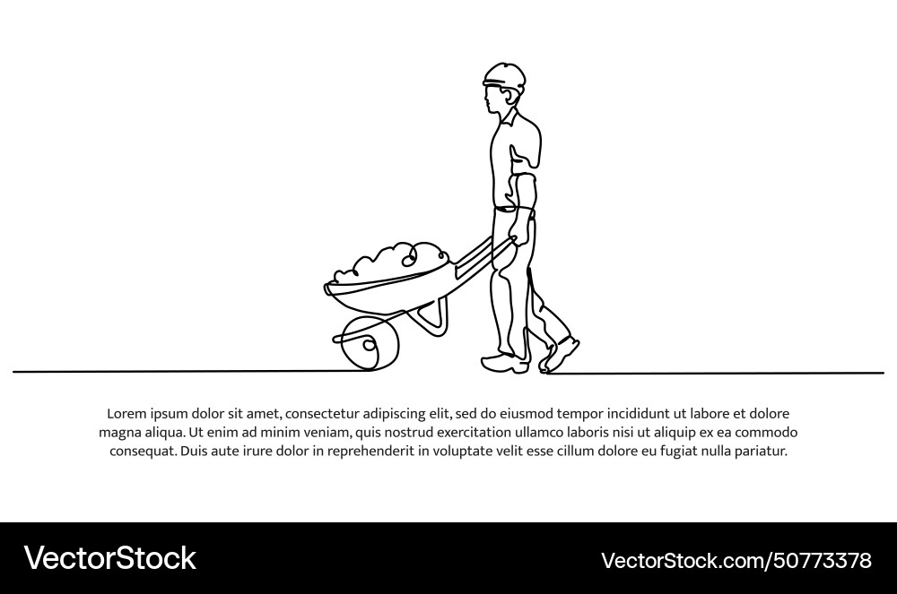 One line continuous of contractor brings Vector Image