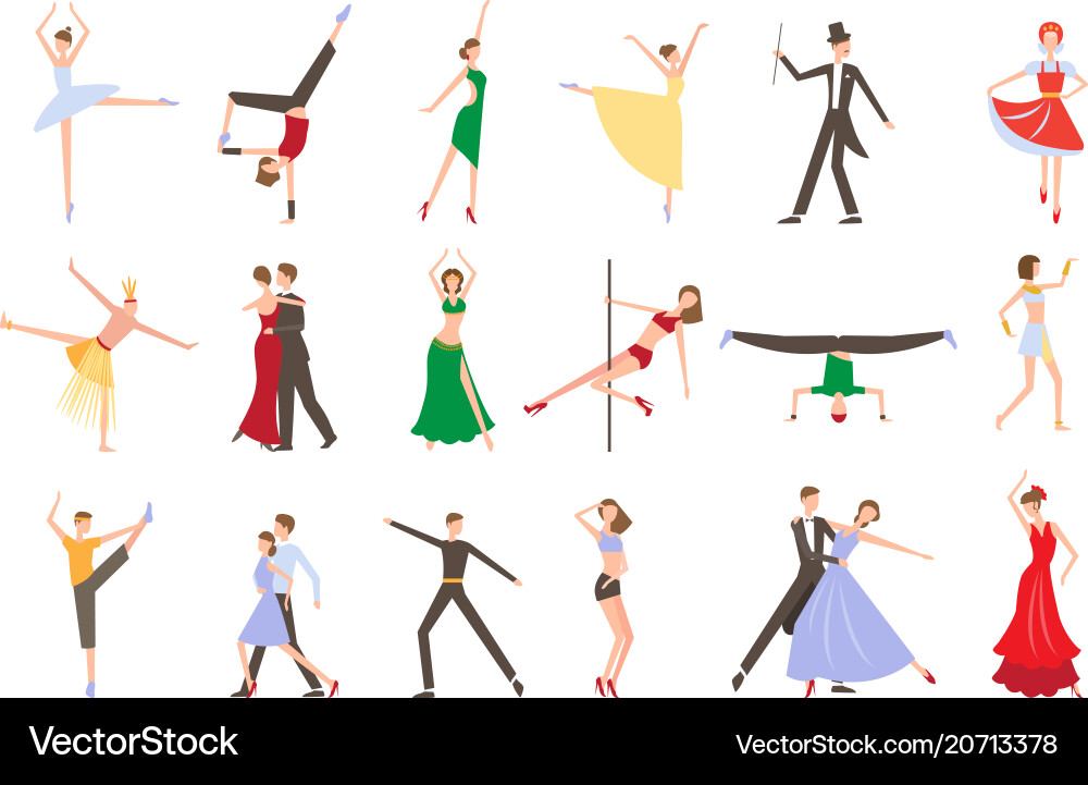 Professional dancers performing different styles Vector Image