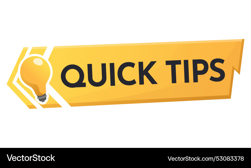 Quick tips icon or symbol with black and yellow Vector Image