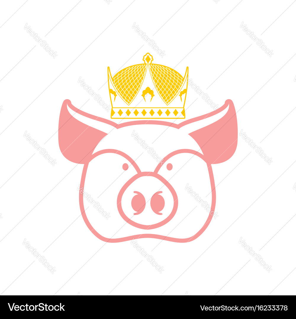 Royal Pig in Crown - Meat Production Royalty Free Vector