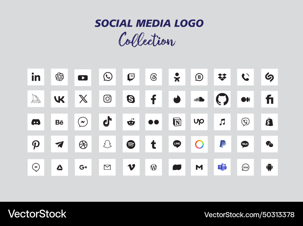Social media icons collection Royalty Free Vector Image