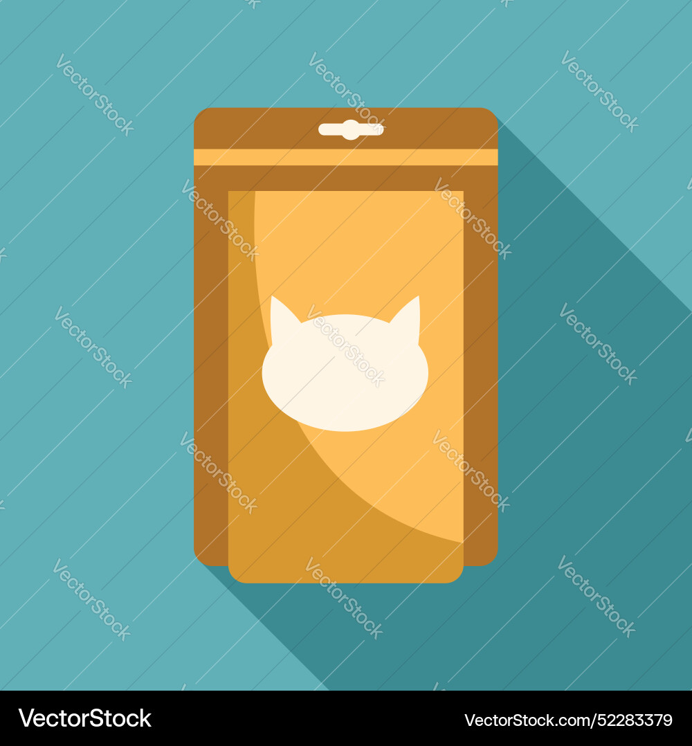 Cat food pouch standing up and displaying Vector Image