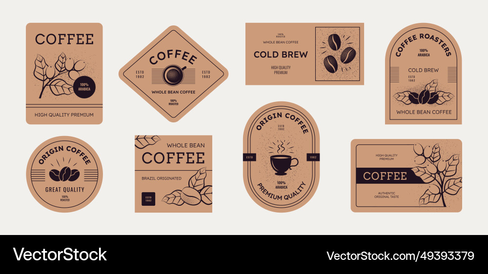 Coffee bean package label stamp or sticker logo Vector Image