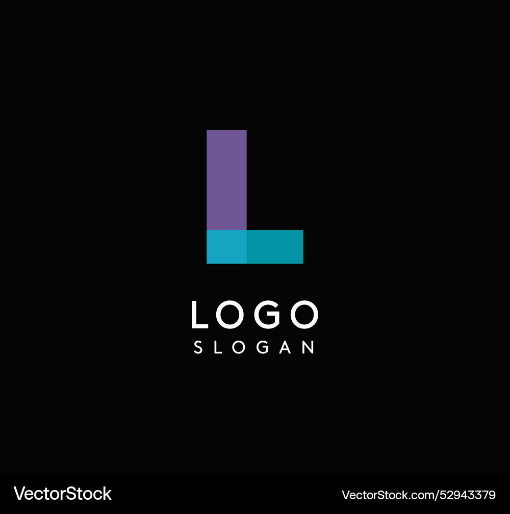 Colorful geometric letter l with overlapping Vector Image