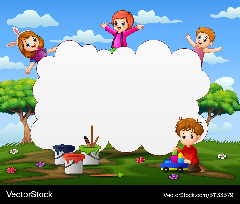 Photo Frame Template For Kids Frame Template With Happy Kids On Paper