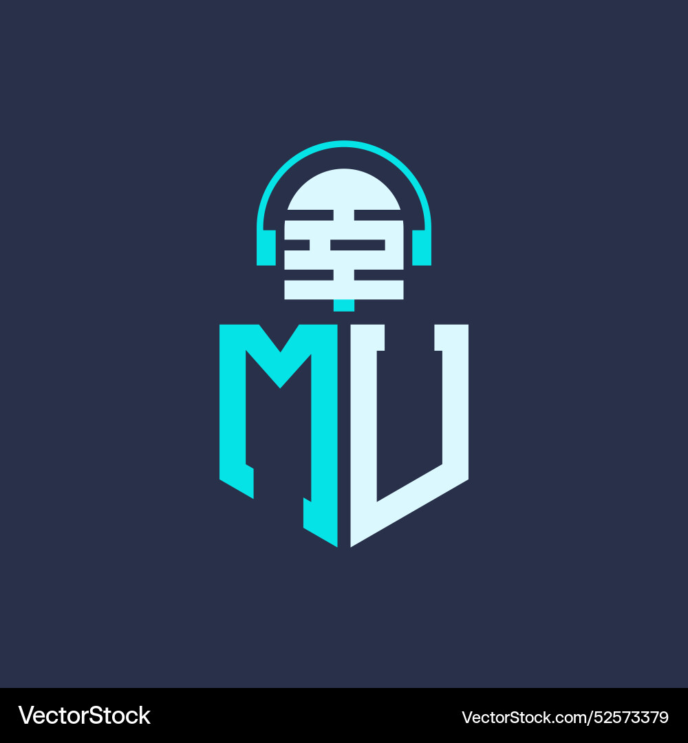 Mu microphone logo design for audio music Vector Image