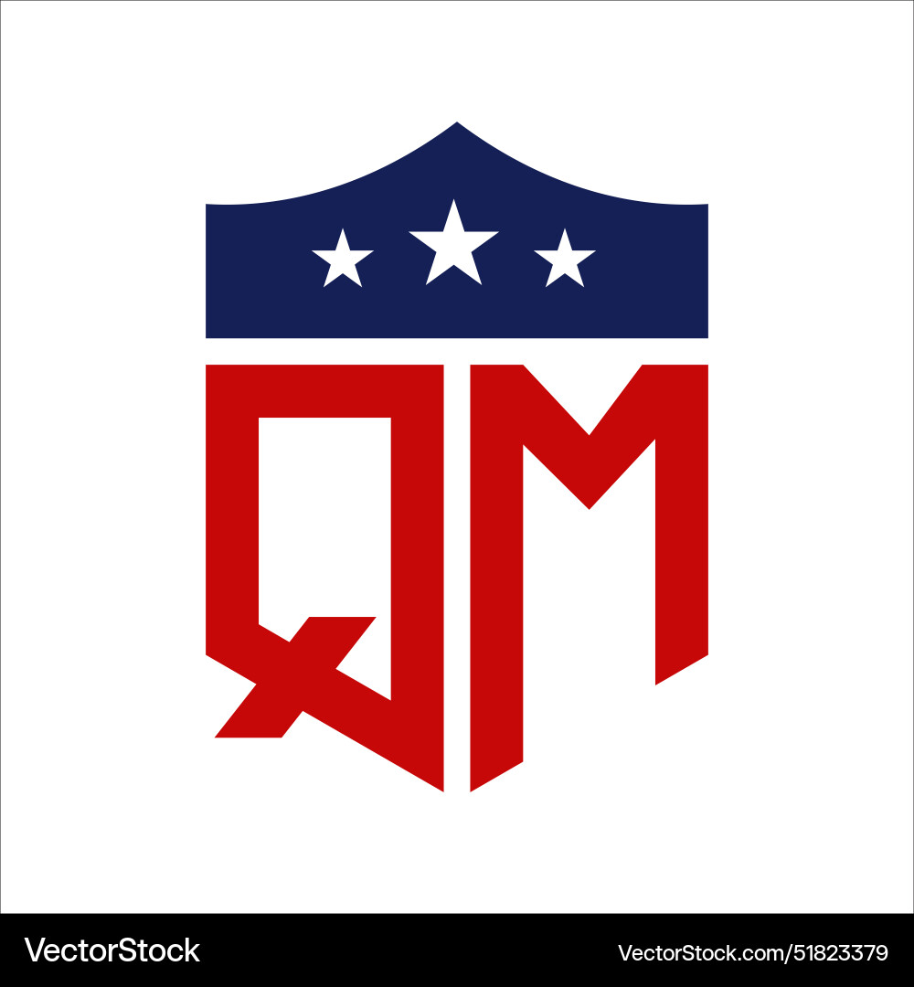 Patriotic qm logo design letter Royalty Free Vector Image