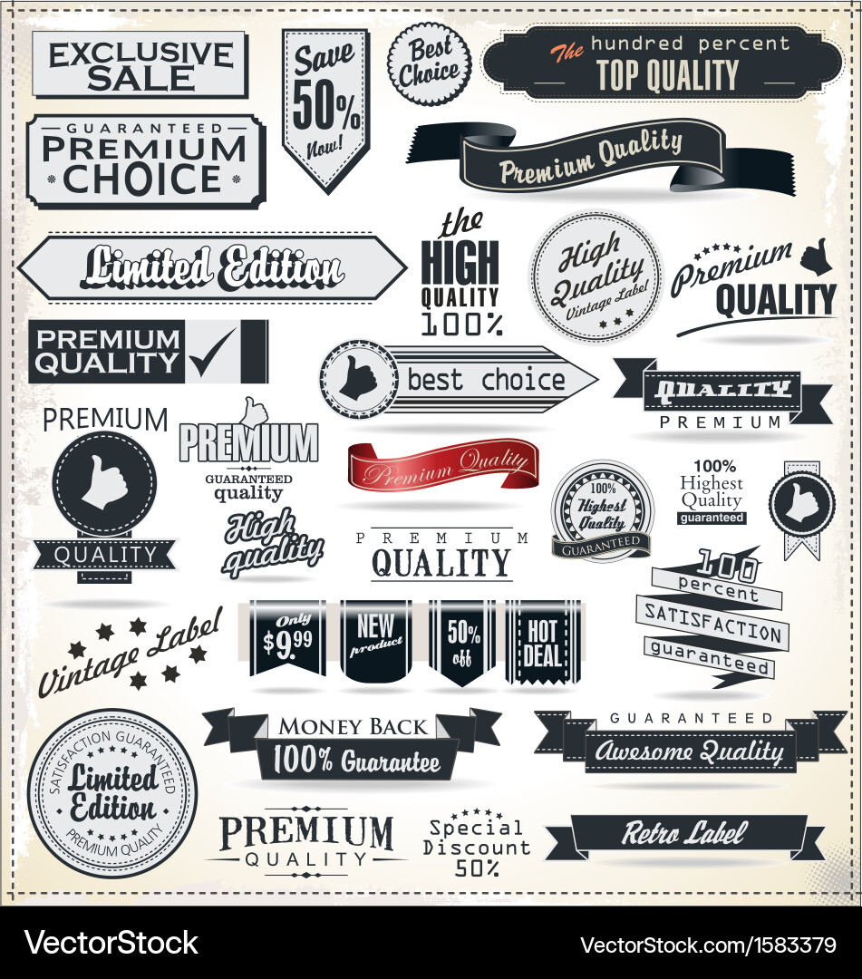 Set of retro vintage labels Royalty Free Vector Image