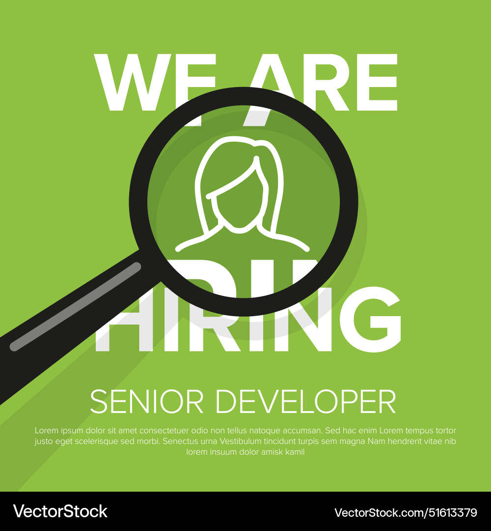 We are hiring minimalistic green template Vector Image