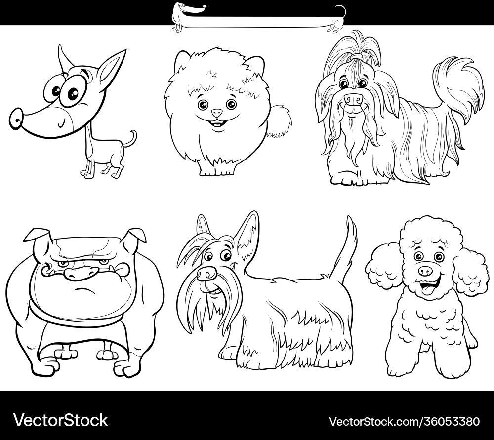 Cartoon Purebred Dog Comic Set Royalty Free Vector Image