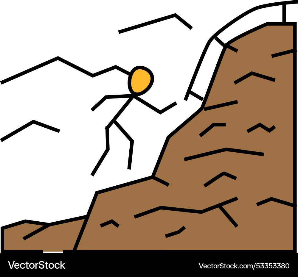 Climbing mountain progress icon color Royalty Free Vector