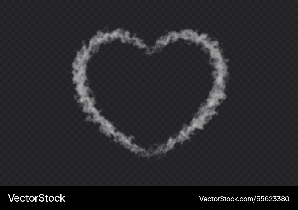 Heart shaped smoke effect on transparent dark Vector Image