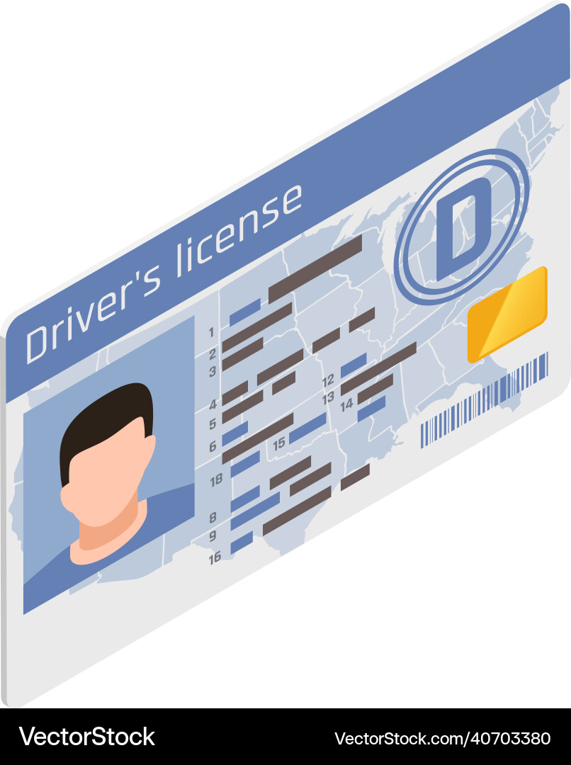 Isometric drivers license composition Royalty Free Vector