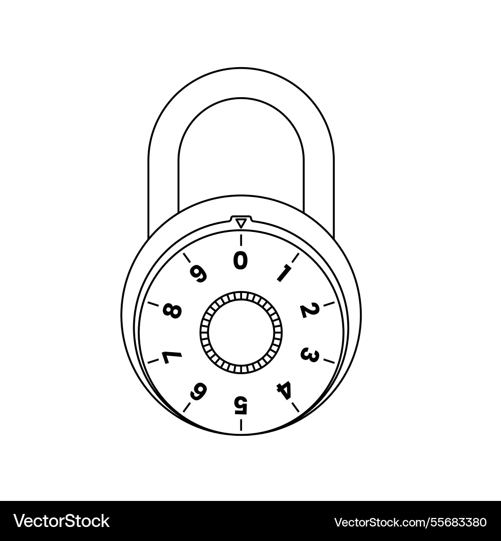 Padlock combination outline icon on white Vector Image