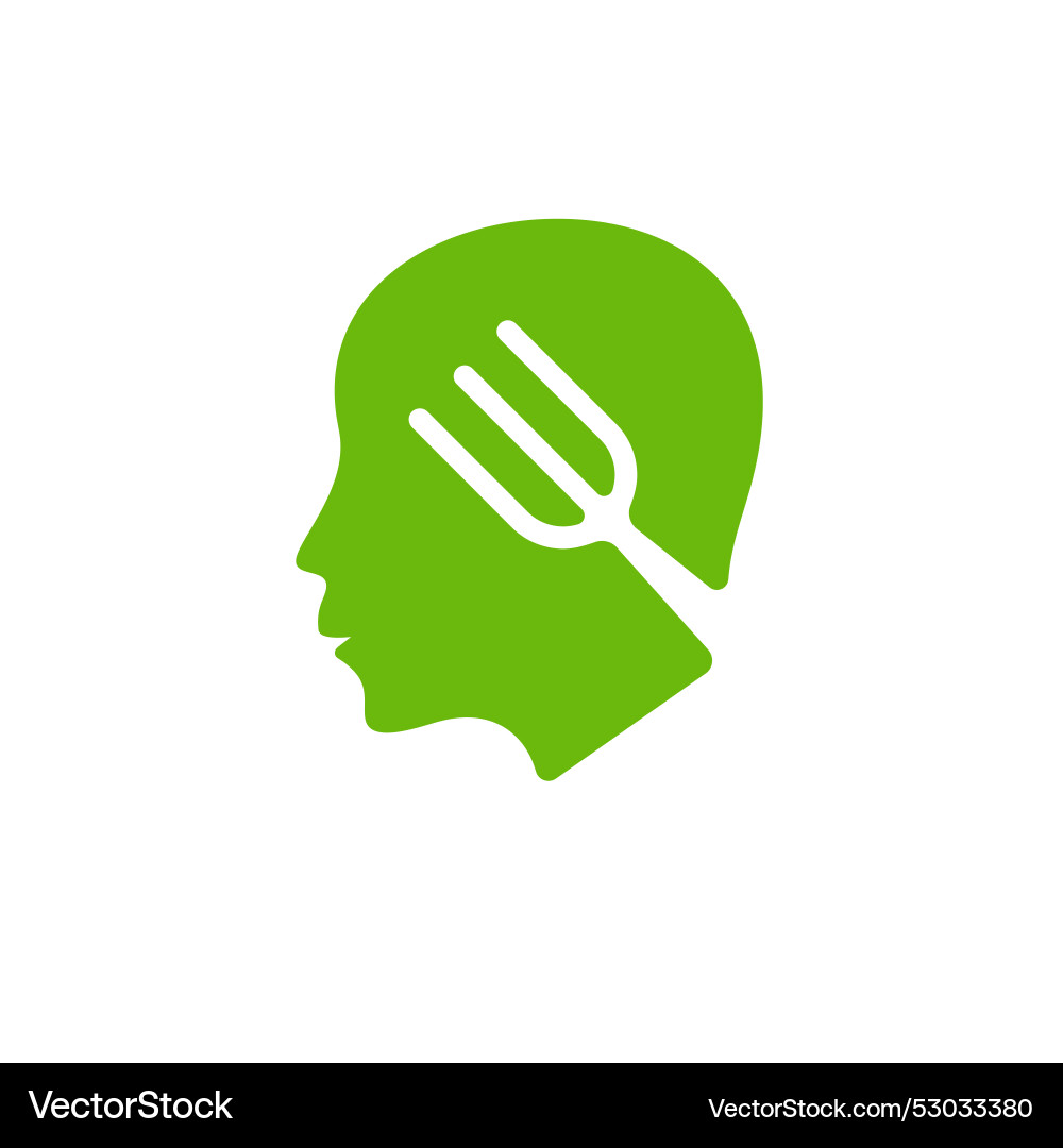 People food logo head with fork design Royalty Free Vector