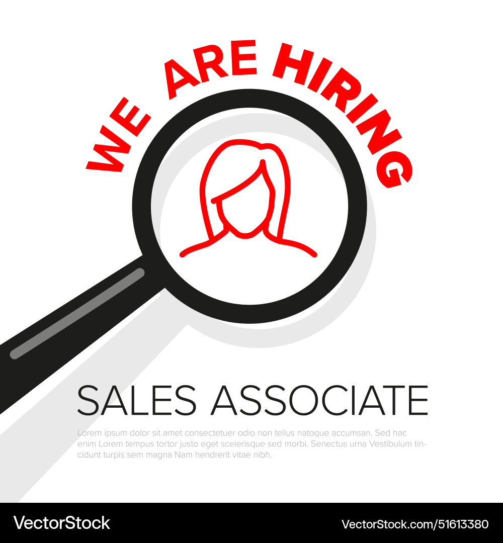 We are hiring minimalistic white and red template Vector Image