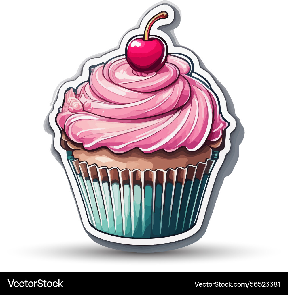 Cute cupcake stickers editable eps file Royalty Free Vector