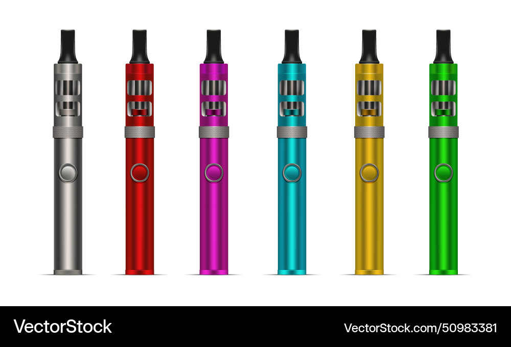 Electronic e-cigarette device of different colors Vector Image